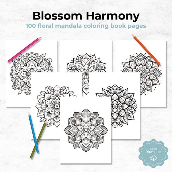 Blossom Harmony Mandala Coloring Book