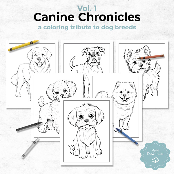 Canine Chronicles: Coloring Book Dog Breeds Vol. 1